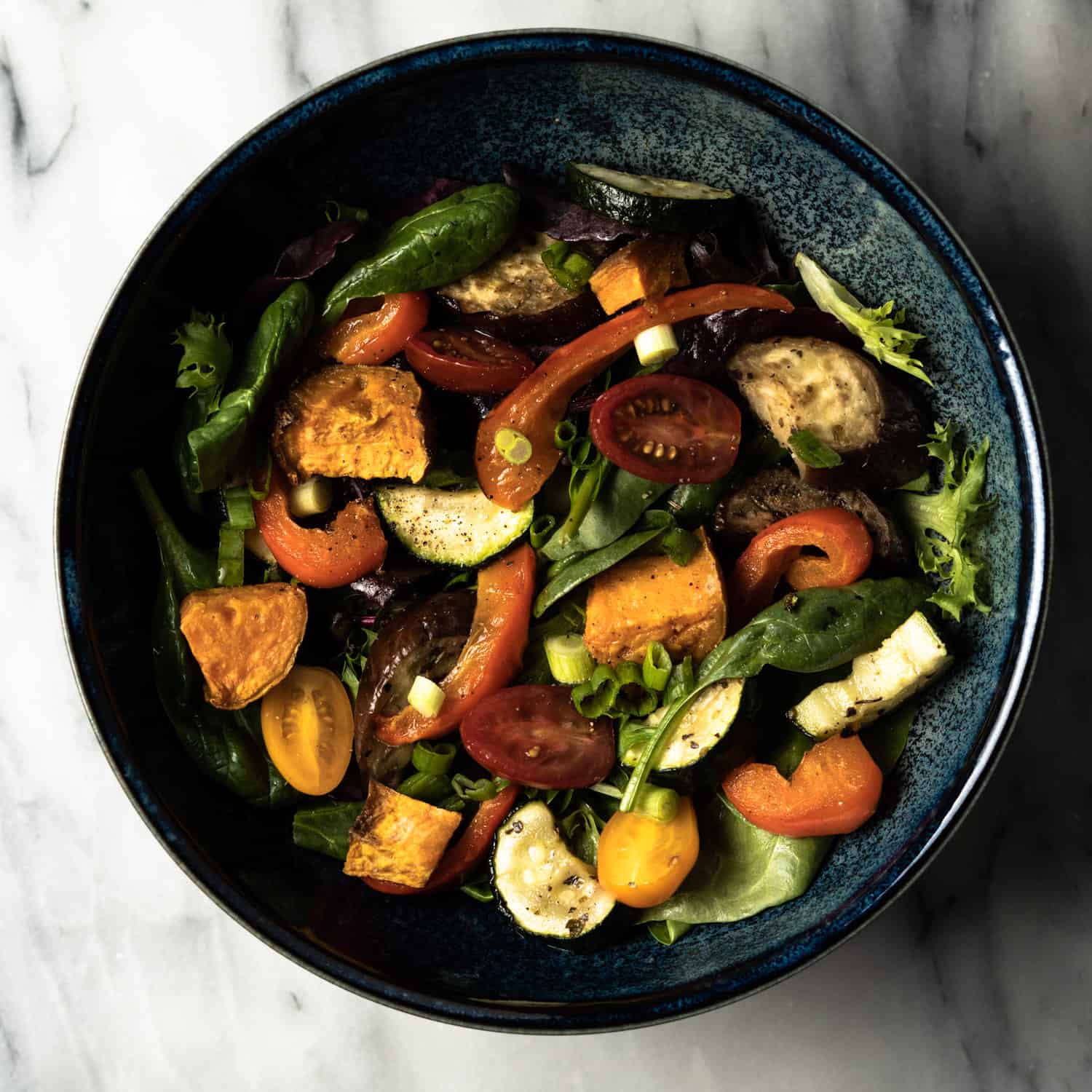 Easy Vegan Roasted Vegetable Salad - Busy But Cooking