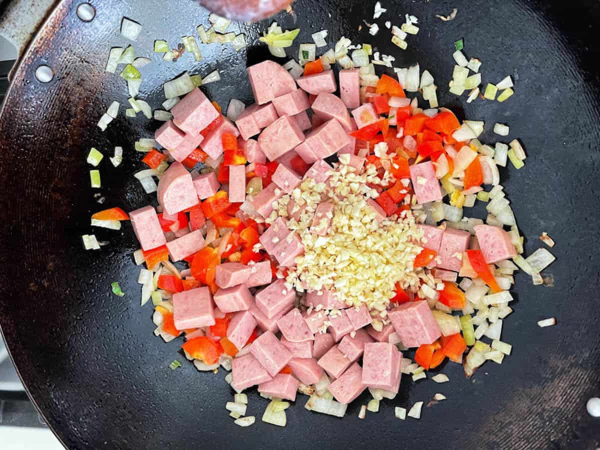 Chinese Style Spam Fried Rice (with a Wok) - Busy But Cooking