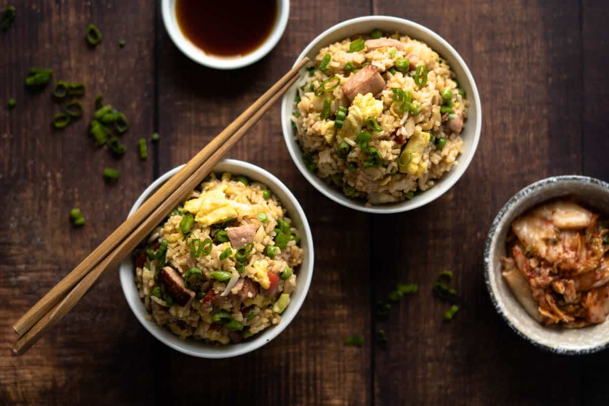Chinese Style Spam Fried Rice (with a Wok) - Busy But Cooking