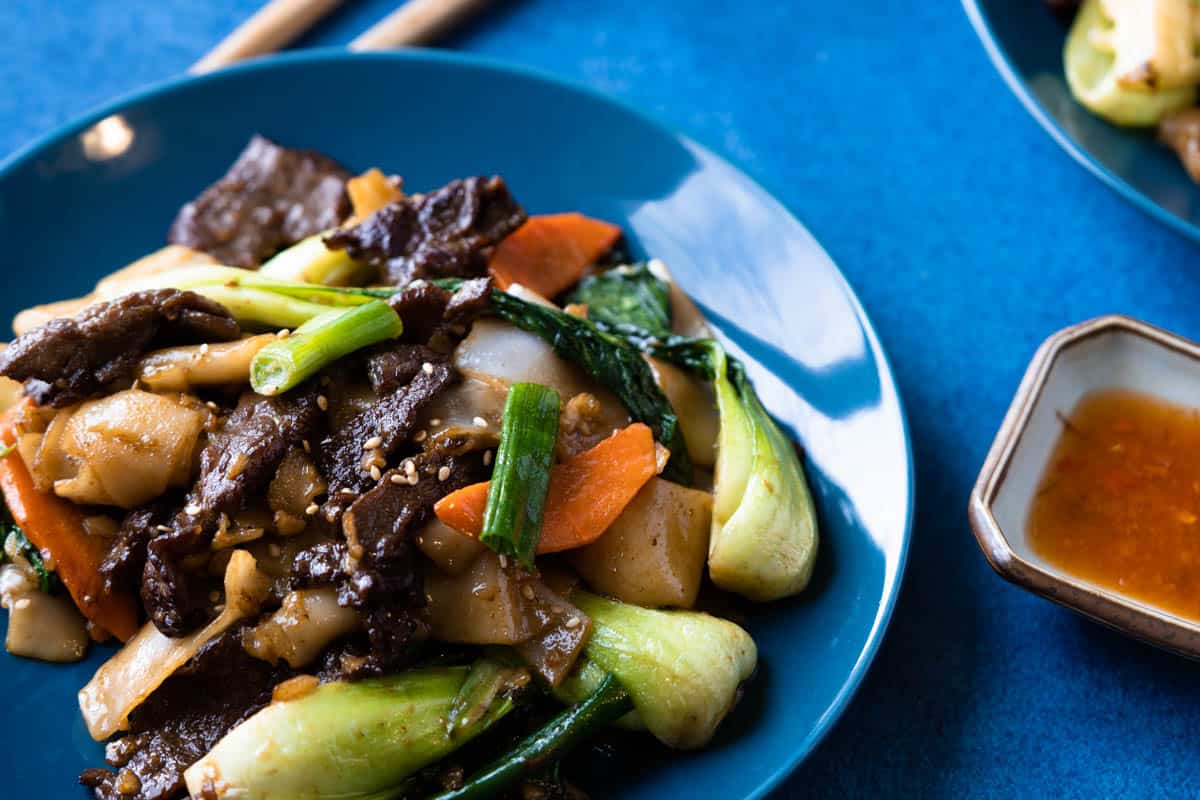 Saucy Beef Chow Fun with Vegetables - Busy But Cooking