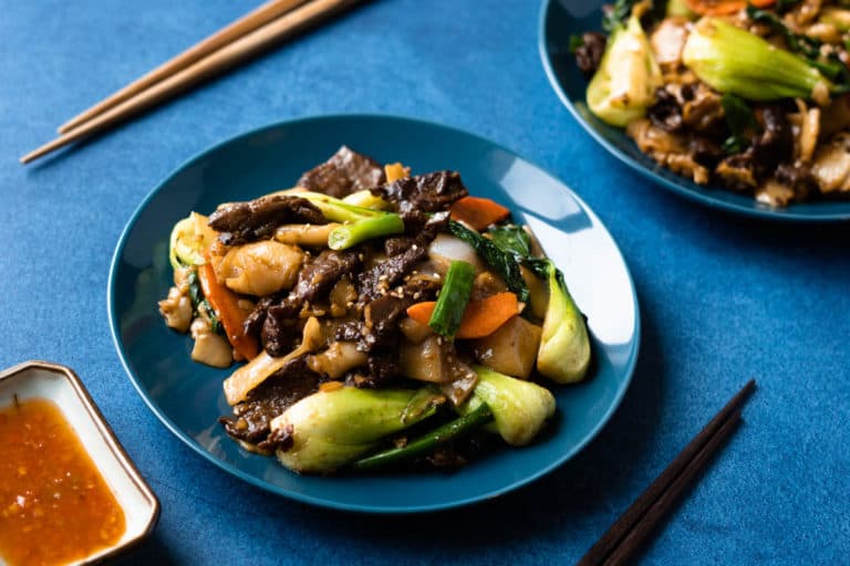 Saucy Beef Chow Fun with Vegetables - Busy But Cooking